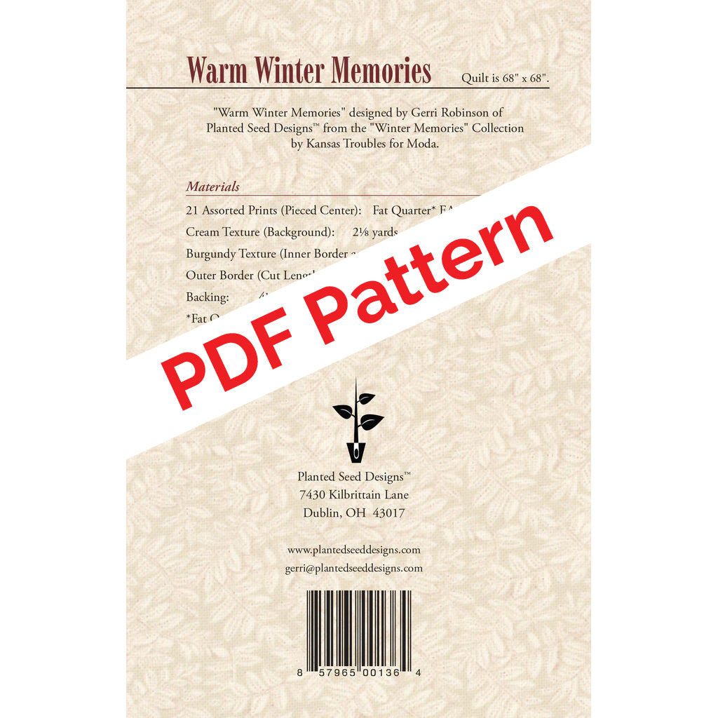 Warm Winter Memories PDF Quilt Pattern – Planted Seed Designs